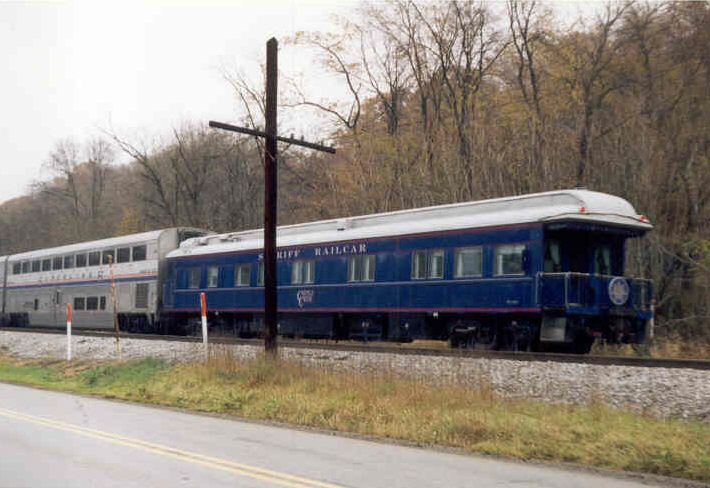 SHERIFF Railcar "Cripple Creek" westbound on westbound Capitol Limited